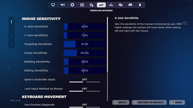 Best keyboard and mouse settings in Fortnite - Videogamer